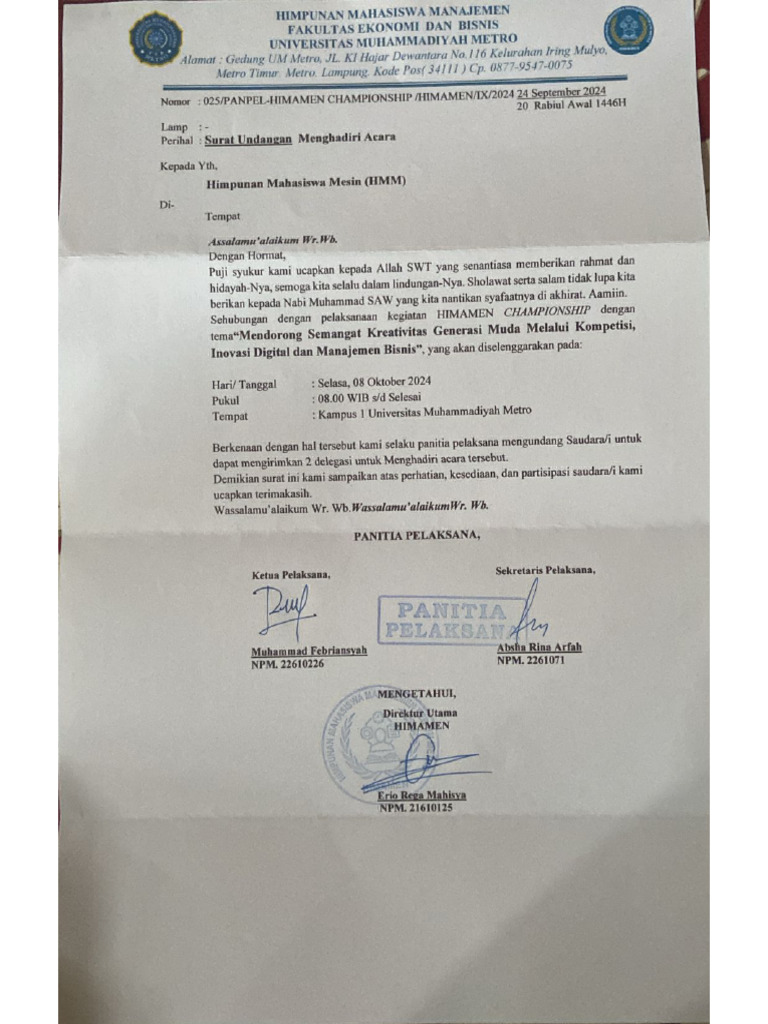 Surat Menghadiri Acara Hmm Pdf