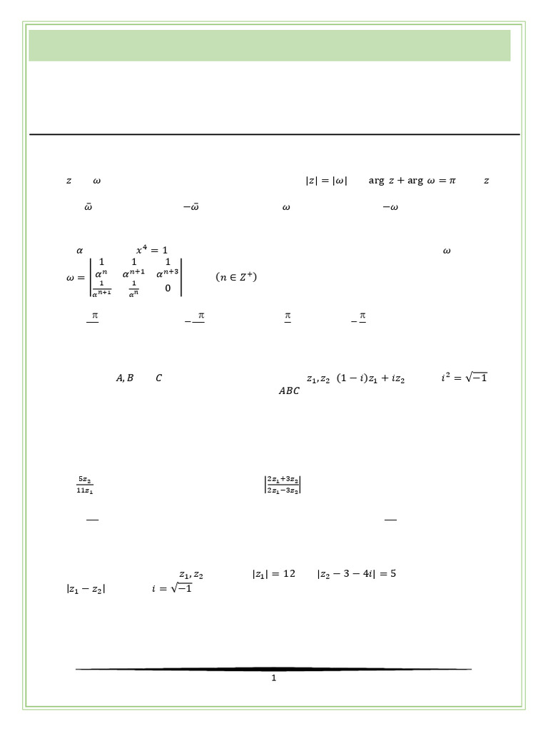 C25 MATH Practice Sheet - Complex Number | PDF | Complex Number | Circle