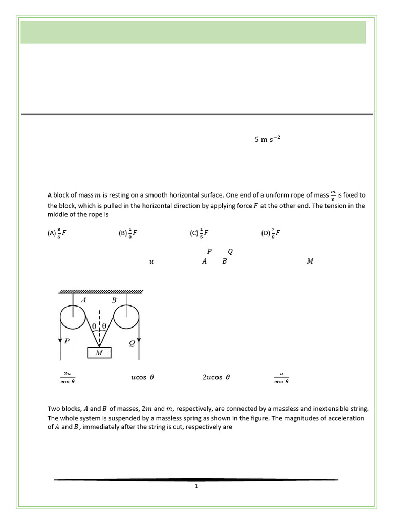 C25 PHYSICS Practice Sheet Newton's Laws of Motion, Friction | PDF ...