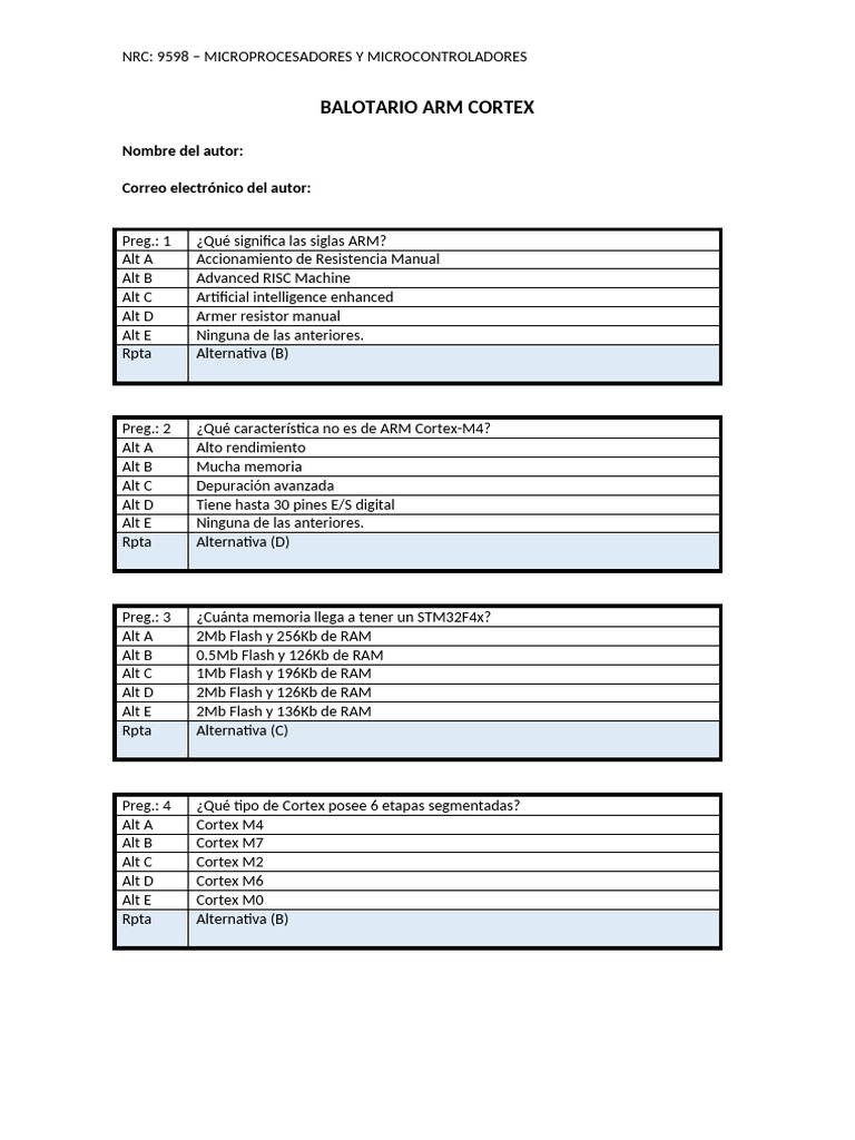 Balotario Arm Cortex | PDF | Interfaz de usuario | Microcontrolador