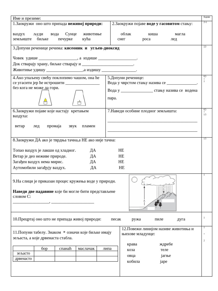 Test Ziva I Neziva Priroda | PDF