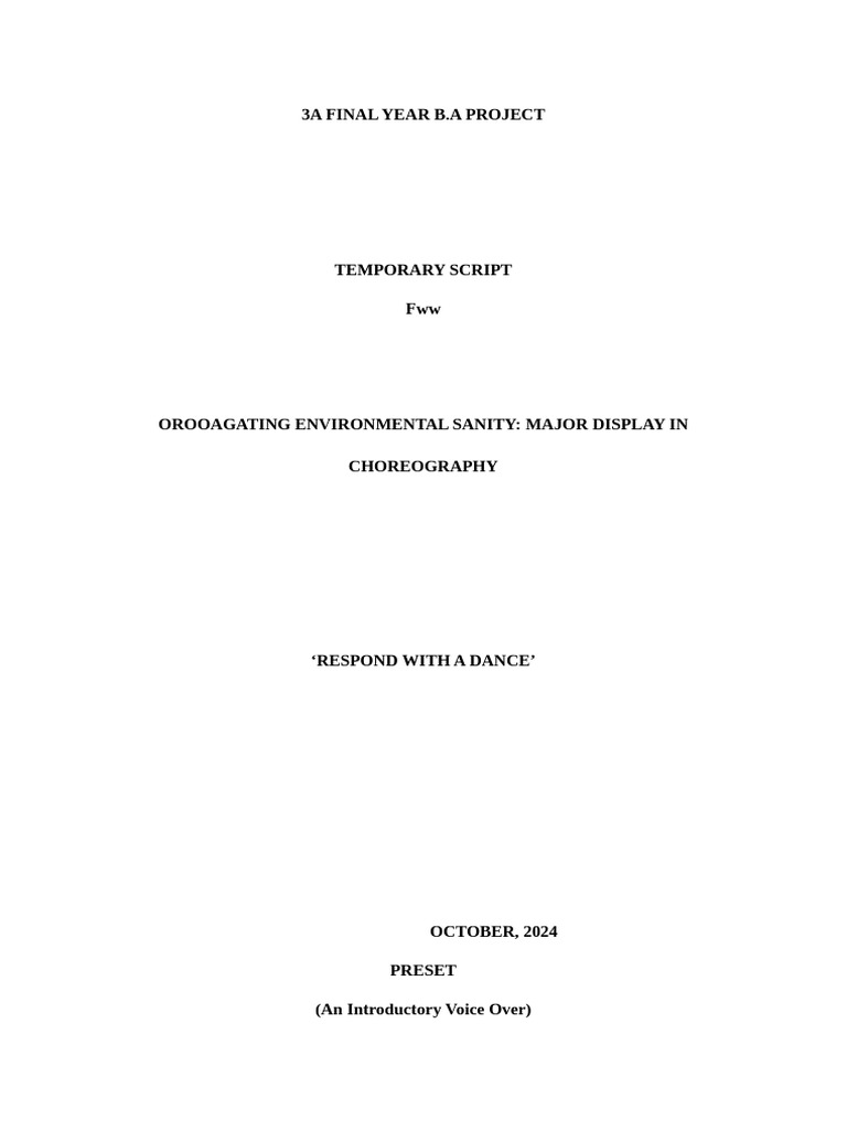 Choreography for Environmental Awareness | PDF | Human Impact On The ...