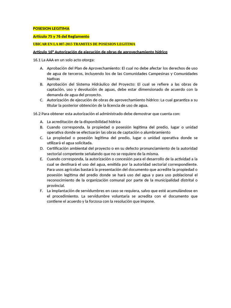 Requisitos para Posesión Legítima de Agua | PDF