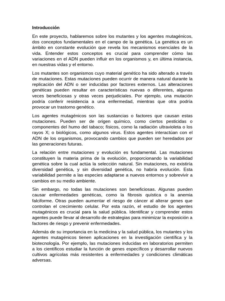 Agentes - Introducción | PDF | Mutación | Mutageno
