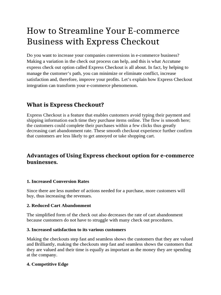 How To Streamline Your E-Commerce Business With Express Checkout | PDF ...