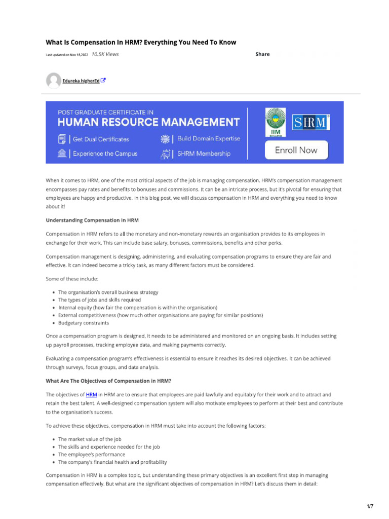 What Is Compensation in HRM - Everything You Need To Know - Edureka | PDF What Is Compensation in HRM - Everything You Need To Know - Edureka | PDF
