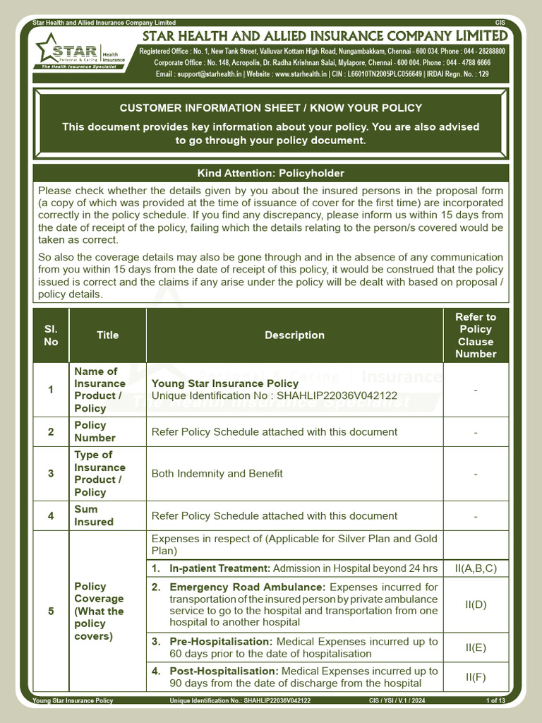 Cis Document (1) | PDF | Insurance | Hospital