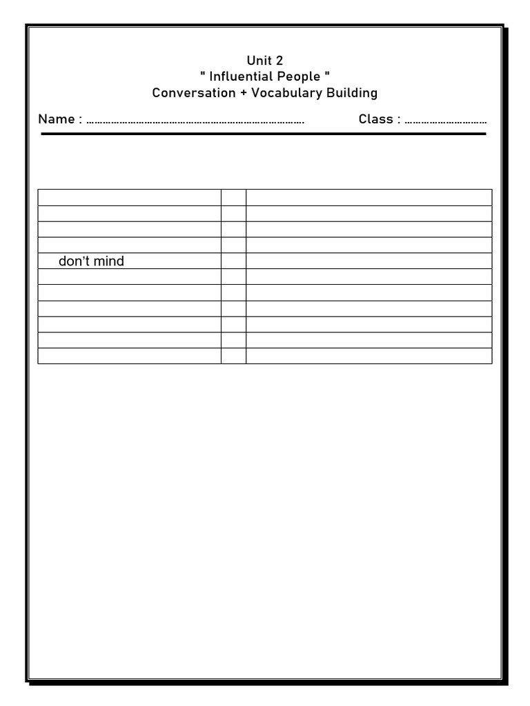 Vocabulary for Influential People | PDF | Language Arts & Discipline ...