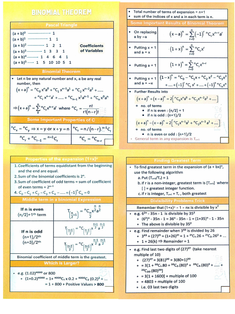Maths - Binomial Theorem | PDF