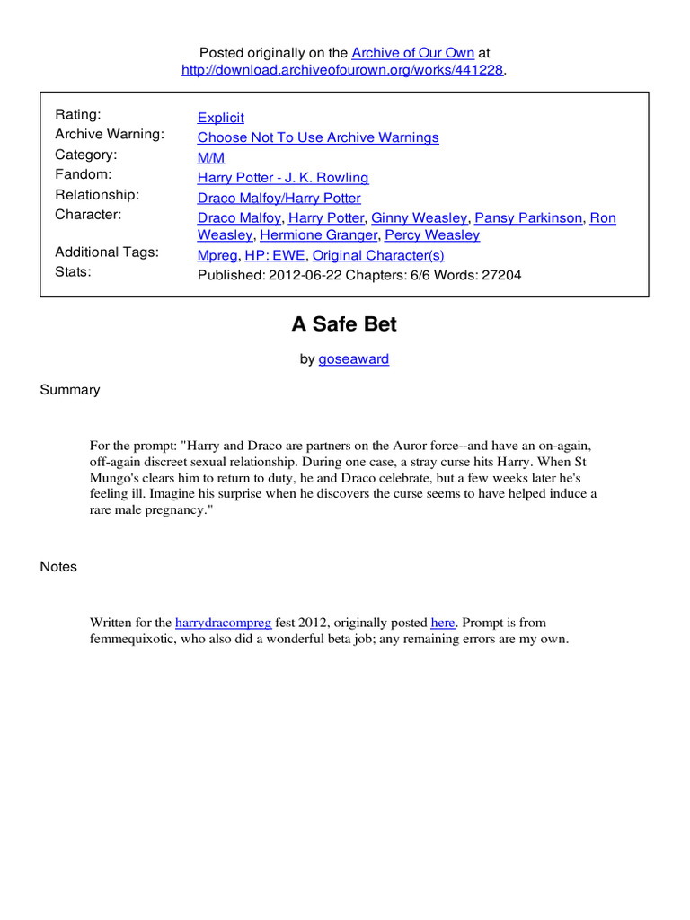 A Safe Bet | PDF | Harry Potter