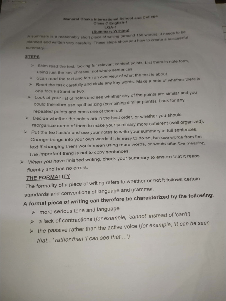 Summary Writing | PDF