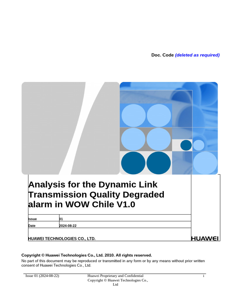 Analysis For The Dynamic Link Transmission Quality Degraded Alarm (CN ...
