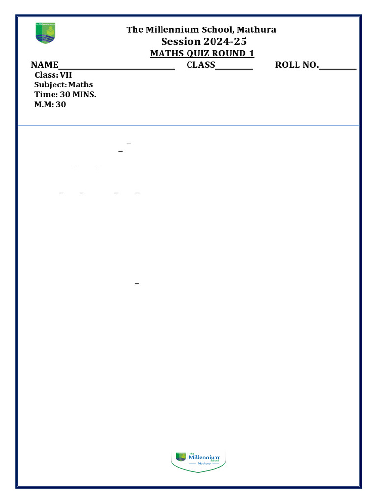 Maths Olympiad 2024-25 Class Vii | PDF | Mathematical Concepts | Mathematical Objects