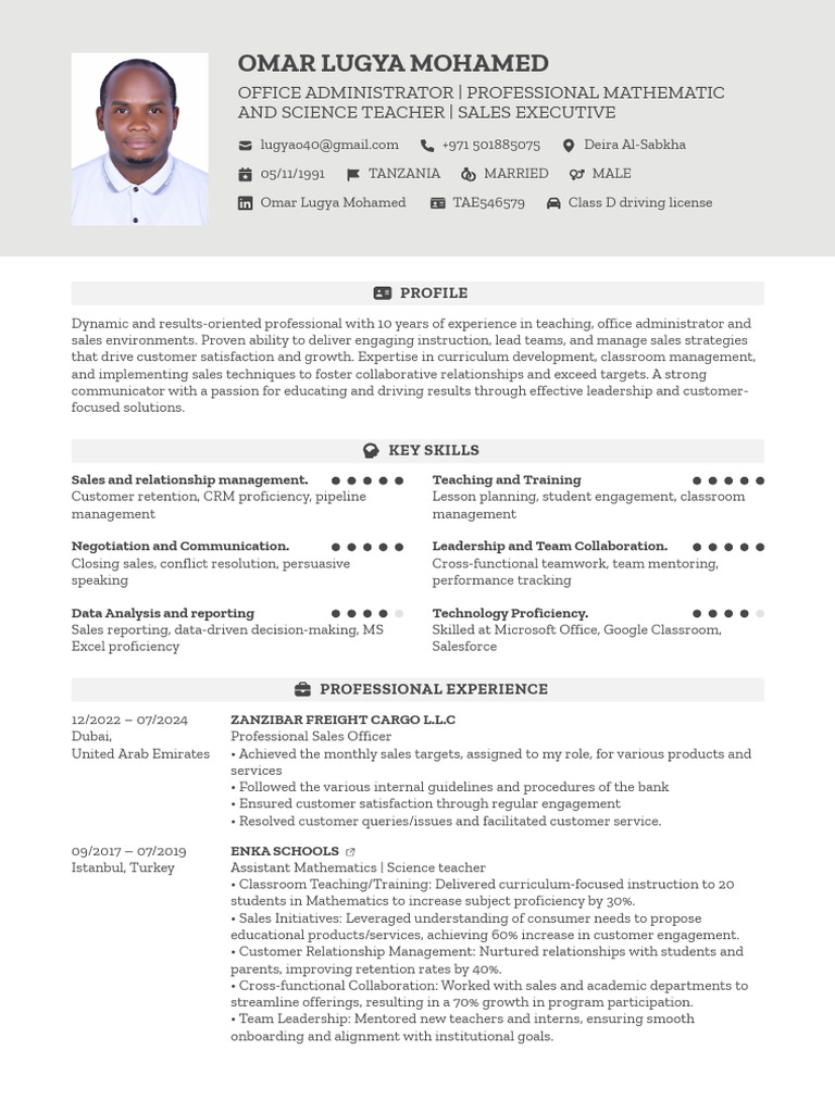 OMAR Resume Teacher | PDF | Customer Relationship Management | Teachers