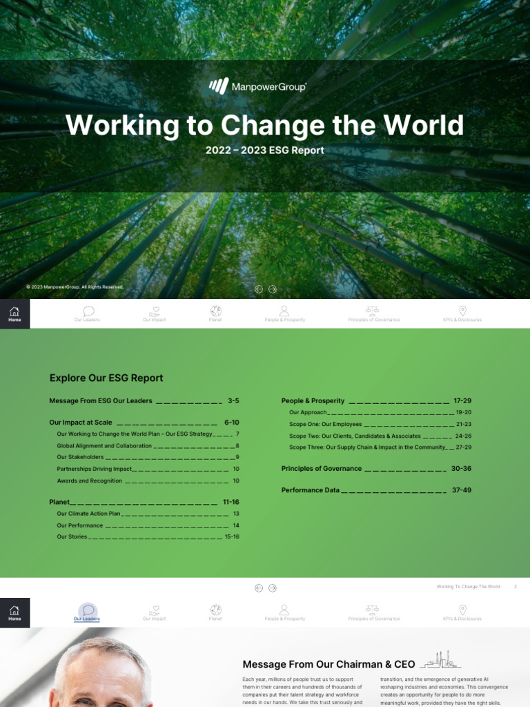 Esg Report 2022 2023 Working To Change The World | PDF | Climate Change ...