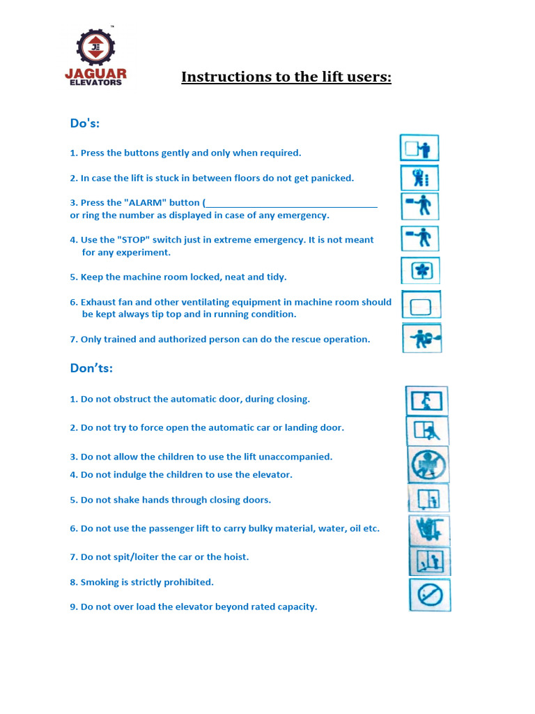 Elevator Safety Guidelines | PDF