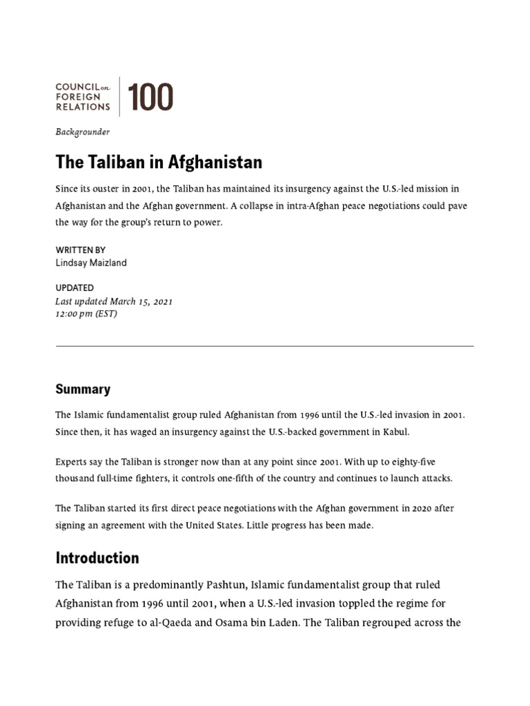 The Taliban in Afghanistan | PDF | Taliban | Afghanistan