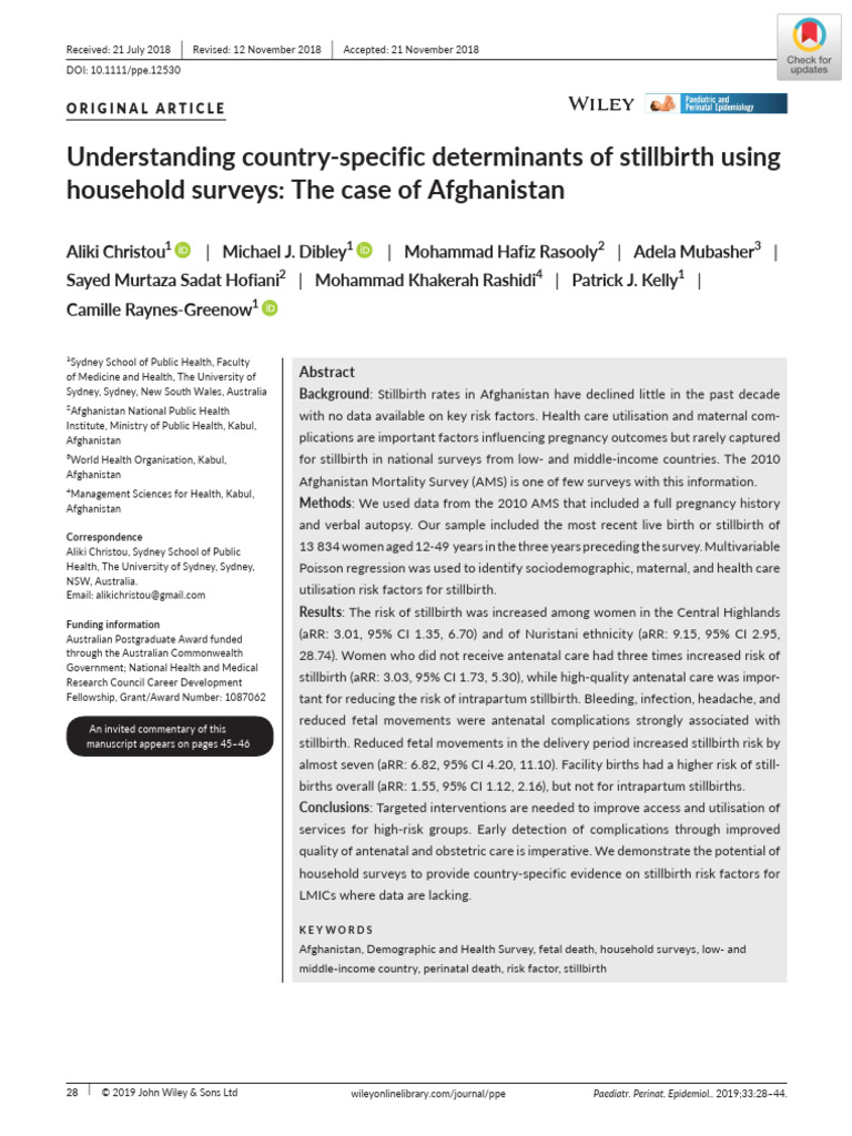 Understanding Country Specific Determinants of Stillbirth Using Household Surveys - The Case of ...