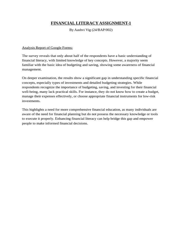 Financial Literacy Assignment-1 | PDF