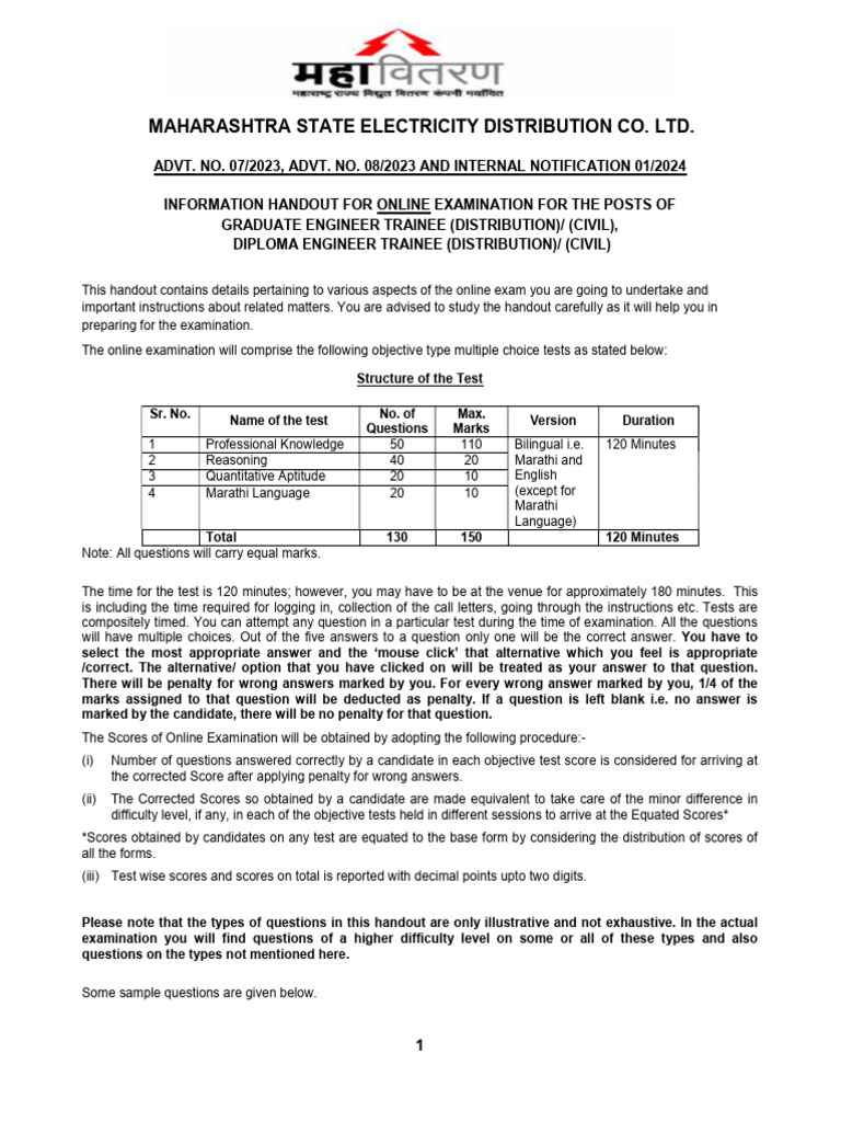 Maharashtra State Electricity Distribution Co. LTD | PDF | Identity ...