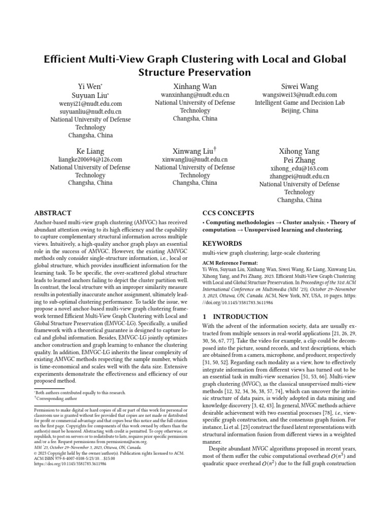Efficient Multi View Graph Clustering With Local And Global Structure