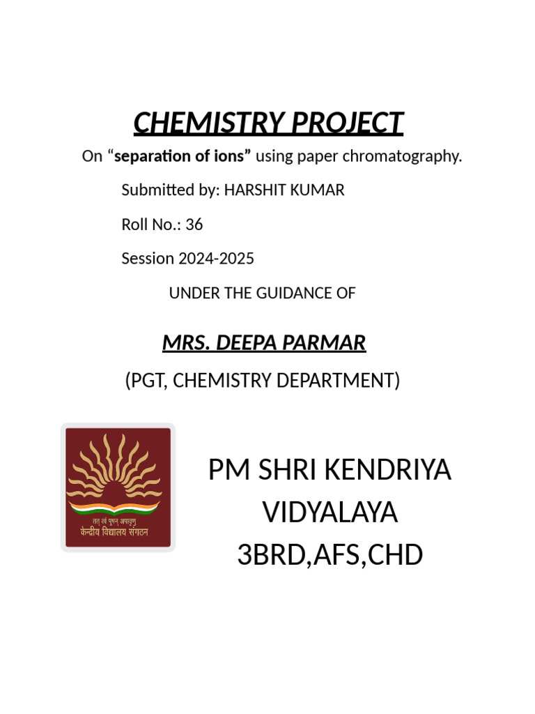 Chemistry Investigatory Project | PDF | Chromatography | Chemical ...