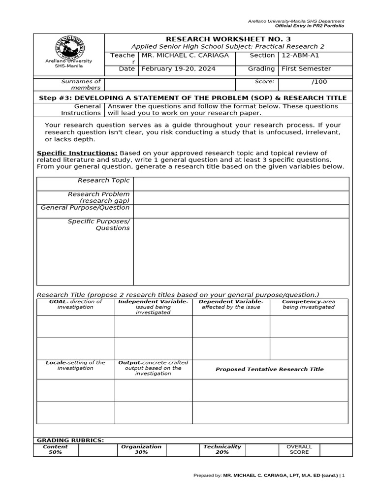 RESEARCH Worksheet No3 PR2 1st Quarter | PDF | Technology & Engineering