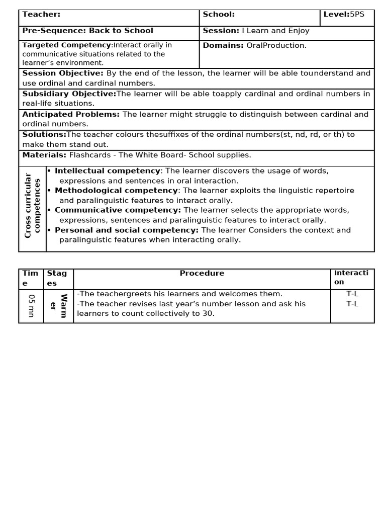 Teaching Cardinal and Ordinal Numbers | PDF | Learning | Applied ...