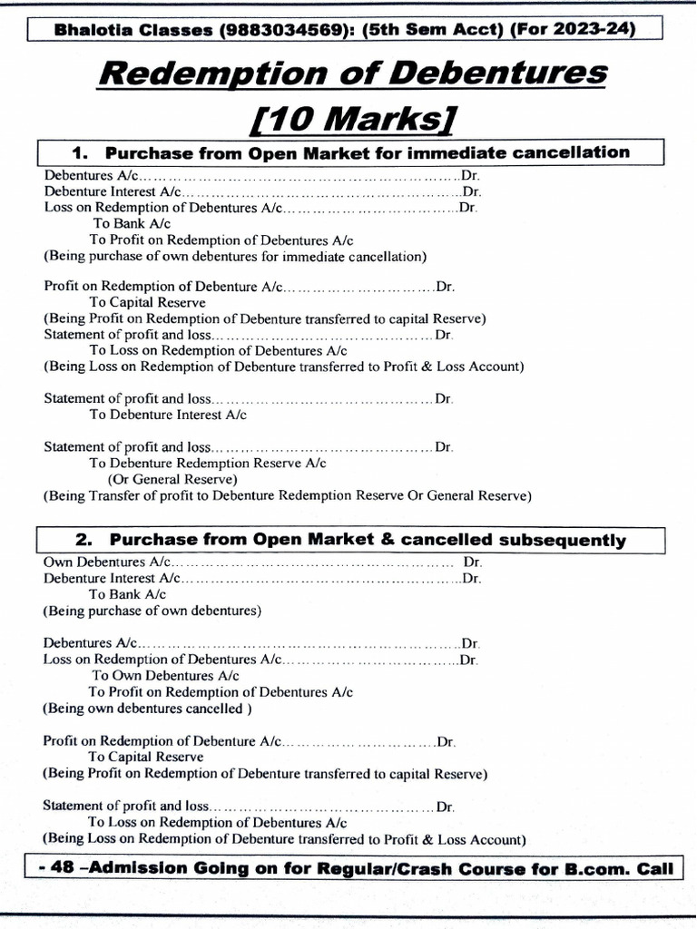 Redemption of Debentures | PDF