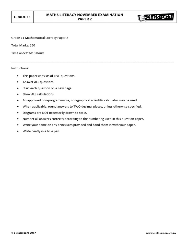 Eng Gr11 Maths Nov Exam p2 | PDF | Flooring | Insects