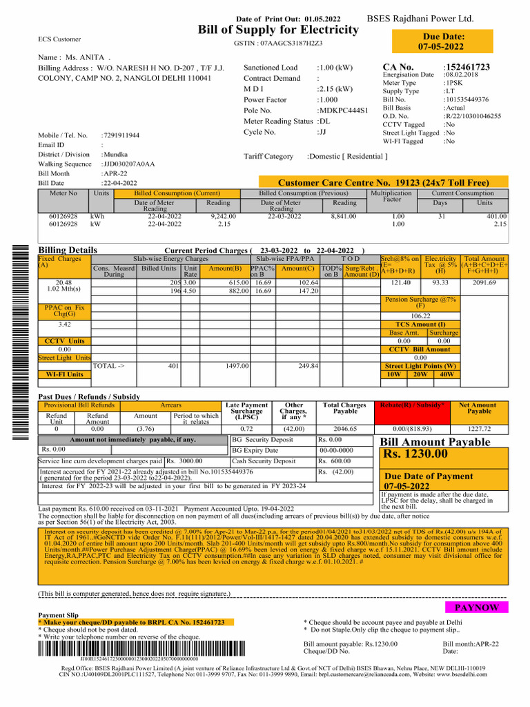 Electricity bill | PDF