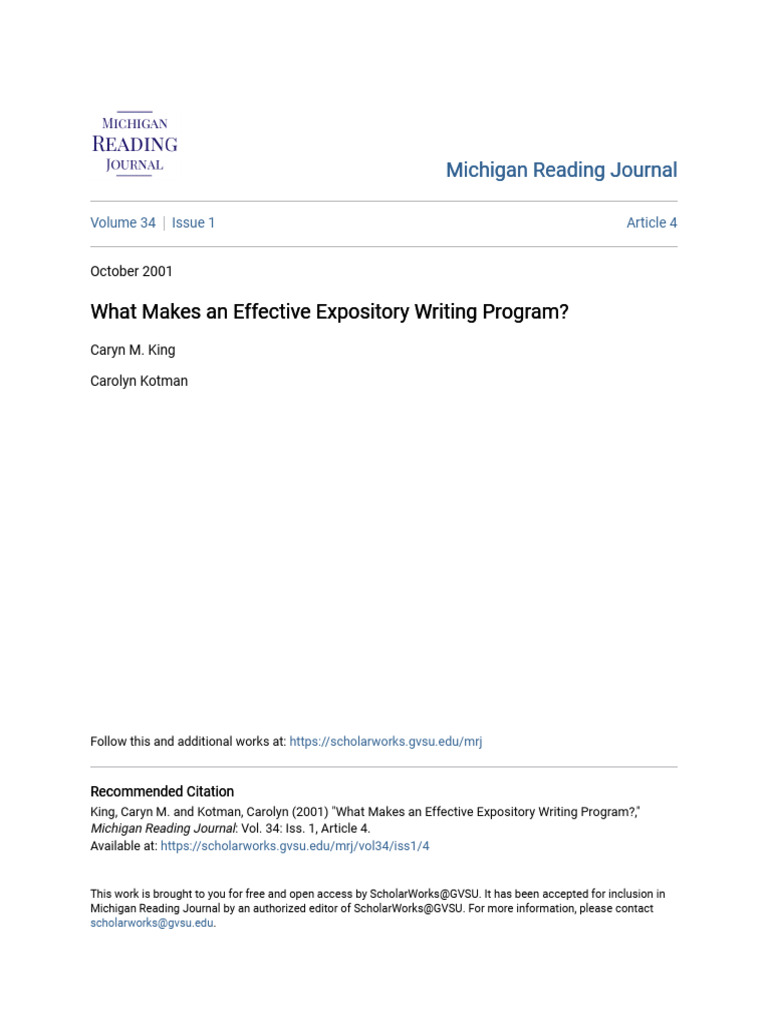 What Makes An Effective Expository Writing Program | PDF | Learning ...
