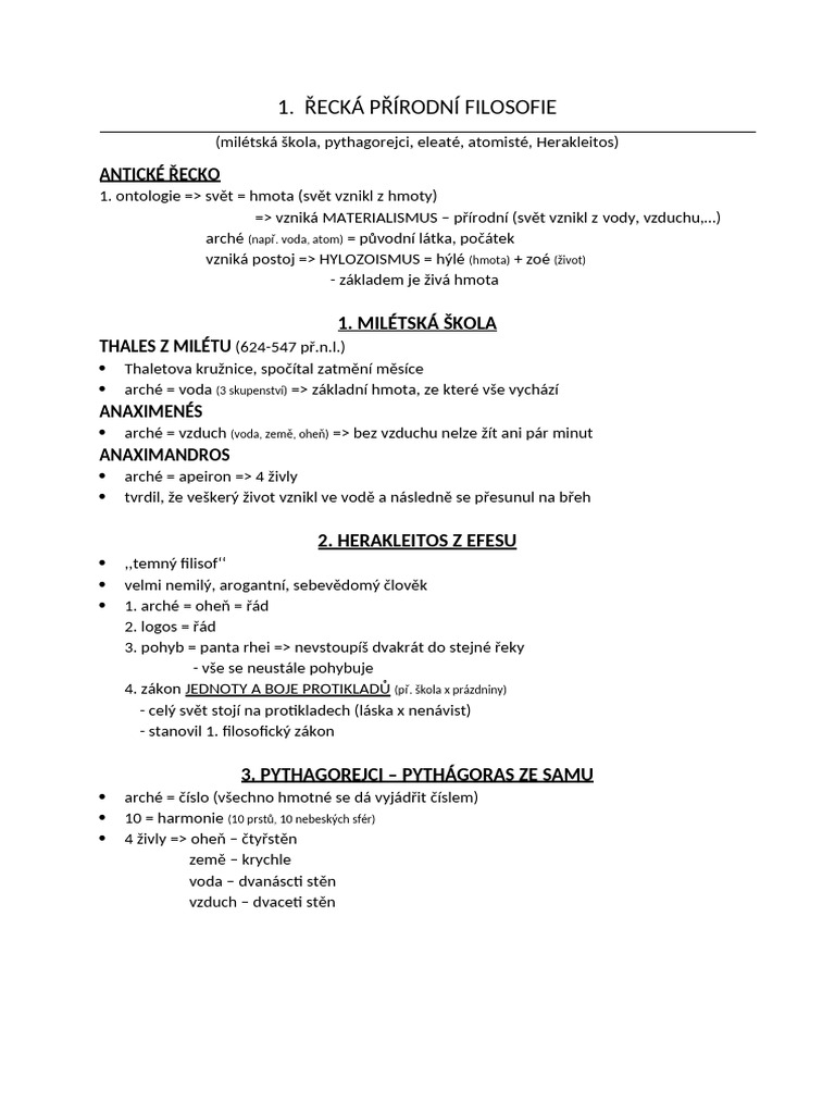 Řecká Přírodní Filosofie | PDF