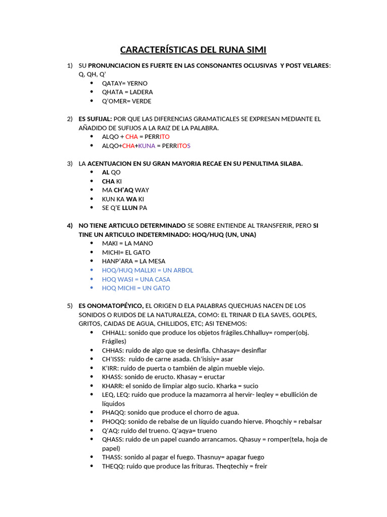 Características Del Runa Simi 2 | PDF | Ciencias sociales | Religión y espiritualidad