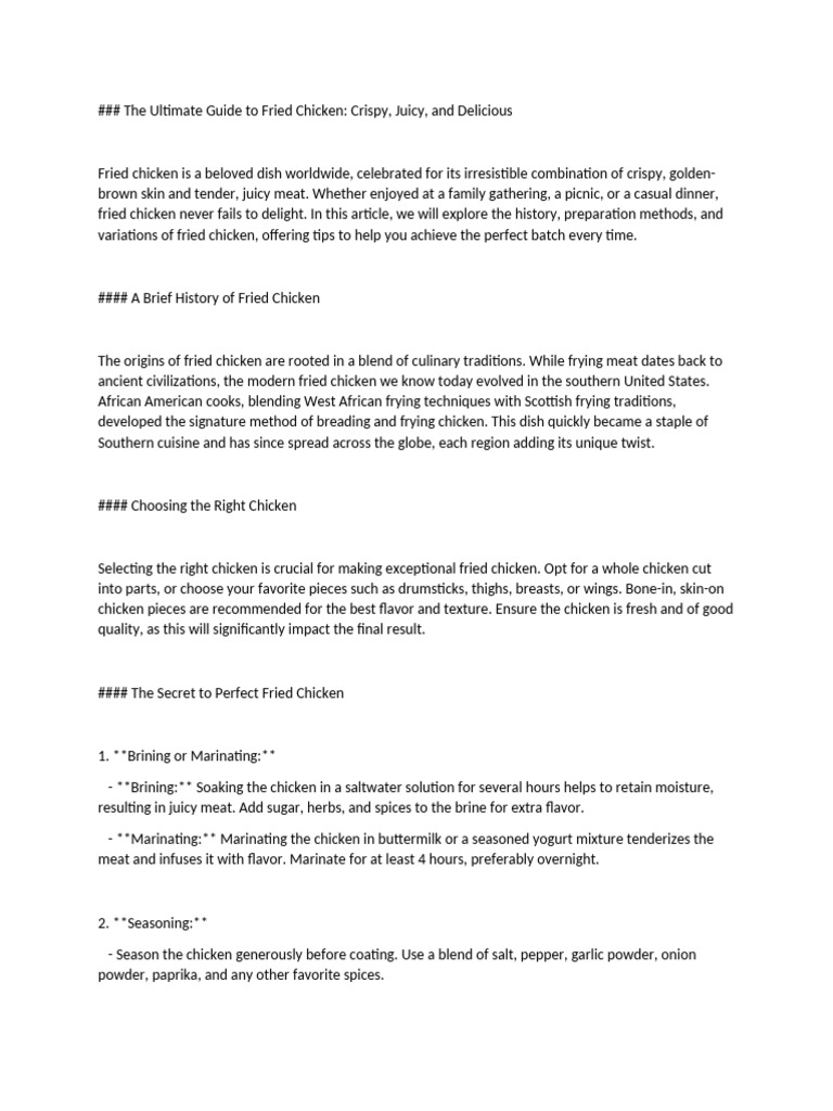 The Ultimate Guide To Fried Chicken | PDF | Cooking | Food And Drink