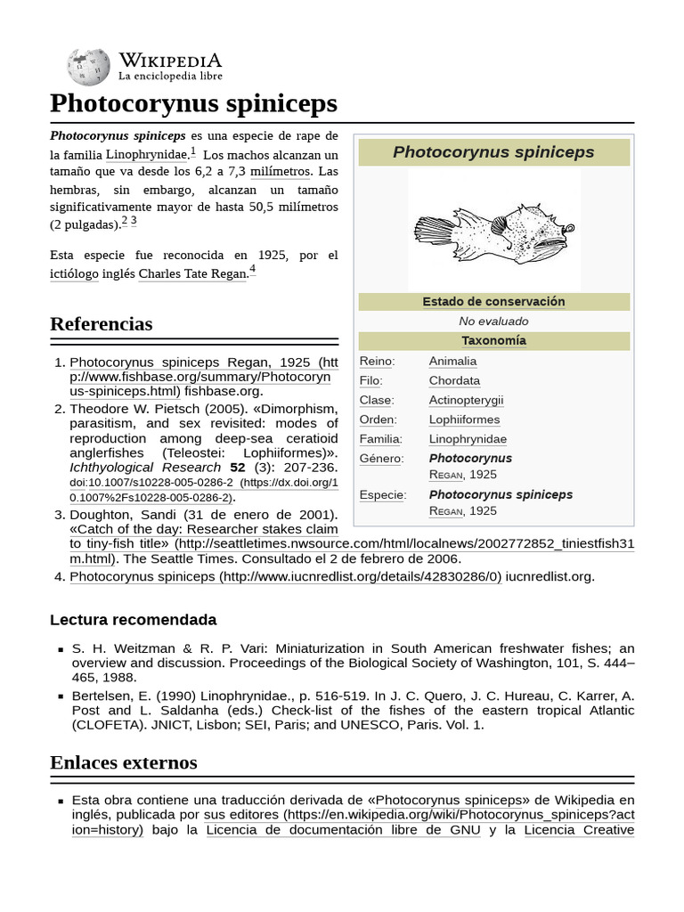 Photocorynus Spiniceps | PDF | Pescado