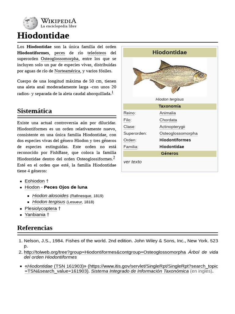 Hiodontidae | PDF | Pescado | Taxonomía (biología)