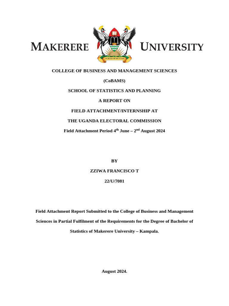 Zziwa Final Eecc | PDF | Elections | Internship