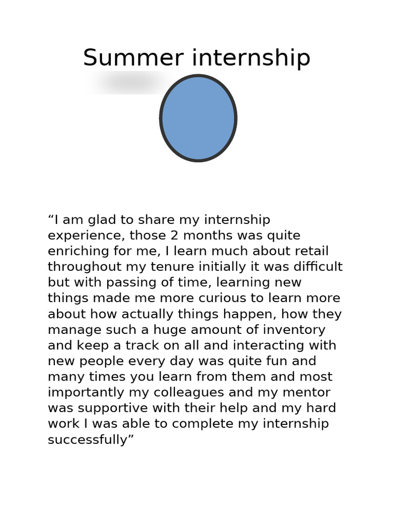 Summer Internship | PDF | Career & Growth