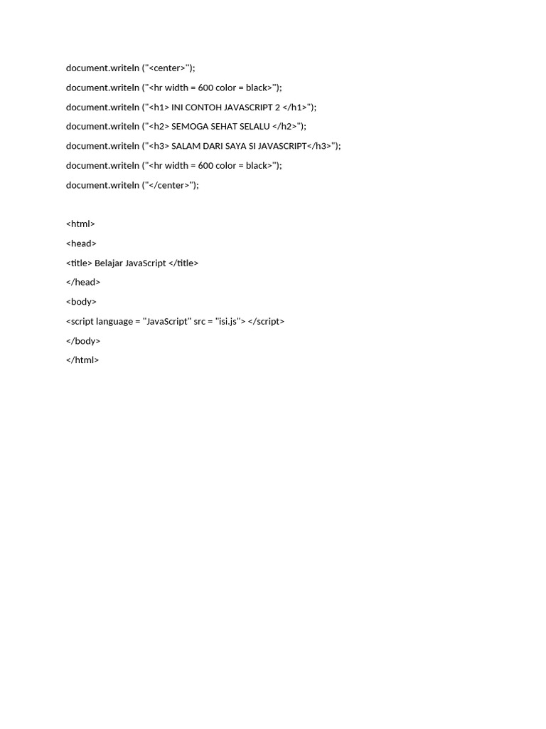 Contoh JavaScript dan Pesan Sehat | PDF