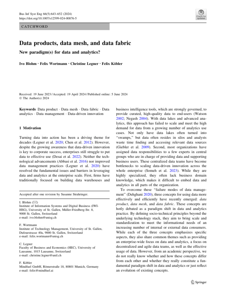Data Products Data Mesh and Data Fabric | PDF | Data | Metadata