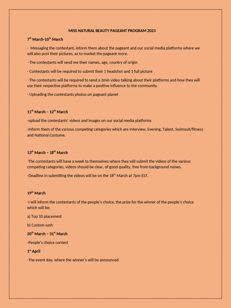 Miss Natural Beauty Pageant Program 2023 | PDF