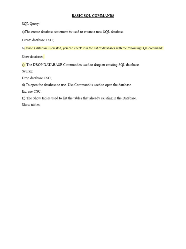 SQL COMMANDS Exercises PDF | PDF