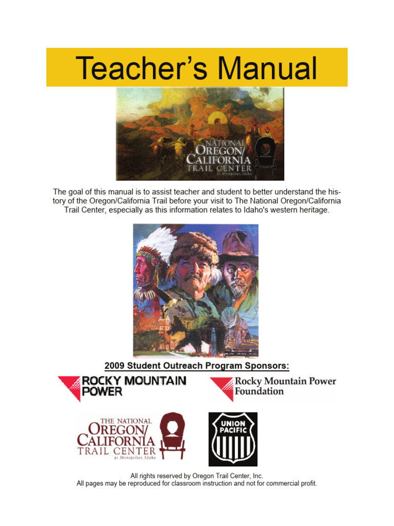 Oregon Trail Teachers Manual | PDF | Oregon Trail