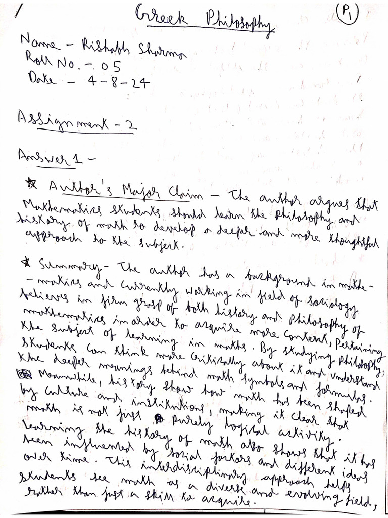 Greek Philosophy Assignment 2 | PDF