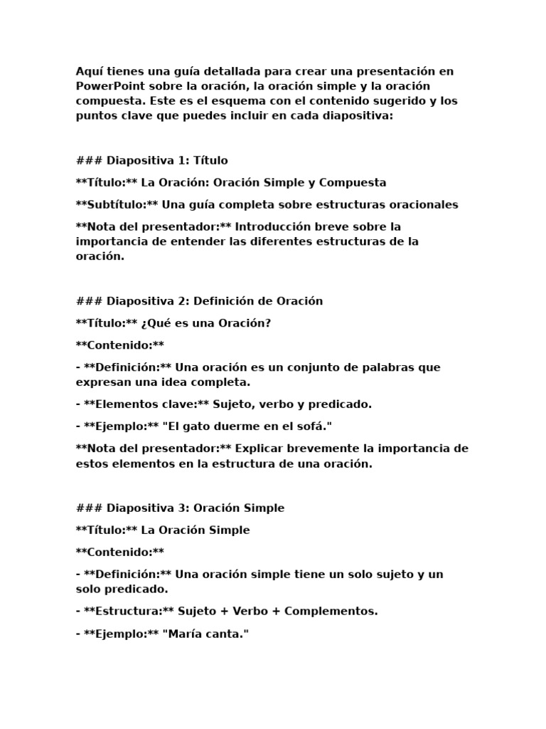 Guía de Oraciones Simples y Compuestas | PDF | Oración (Lingüística ...