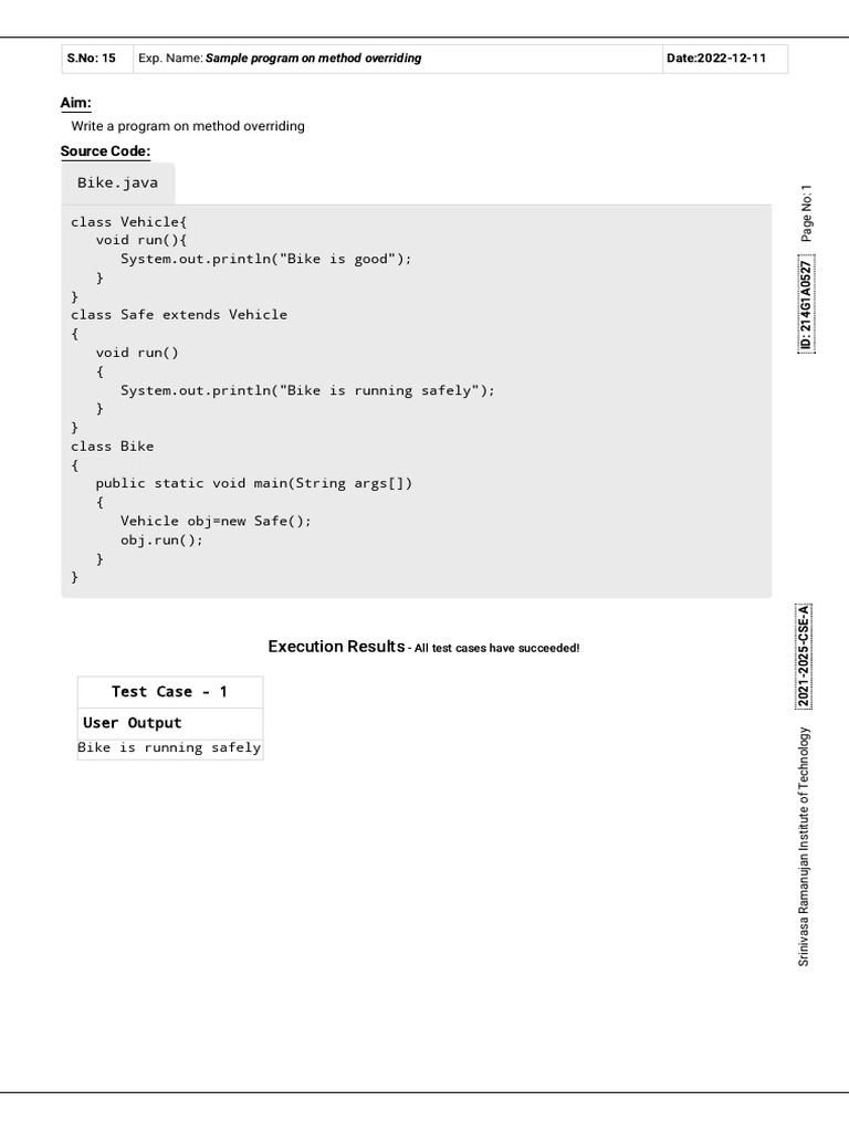 Bike - Java: Aim: Source Code | PDF