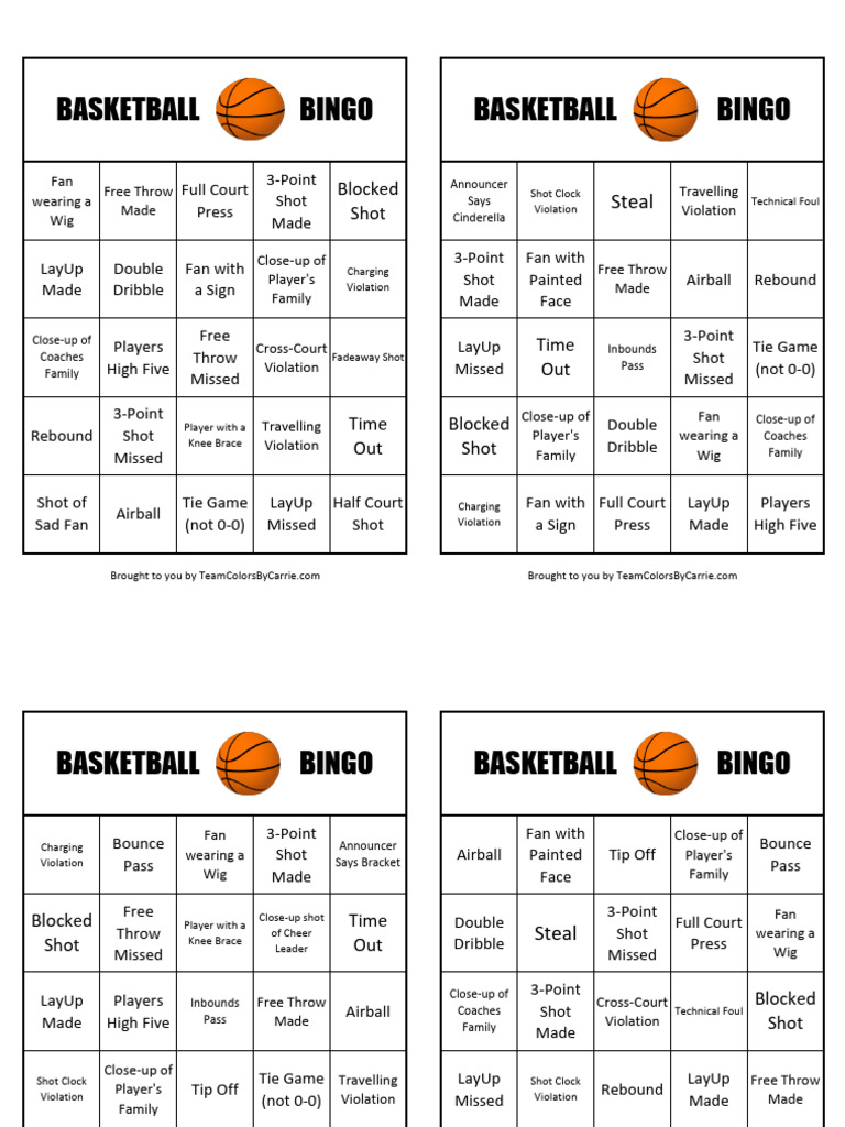 Basketball Bingo Cards | PDF | Sports | Indoor Sports