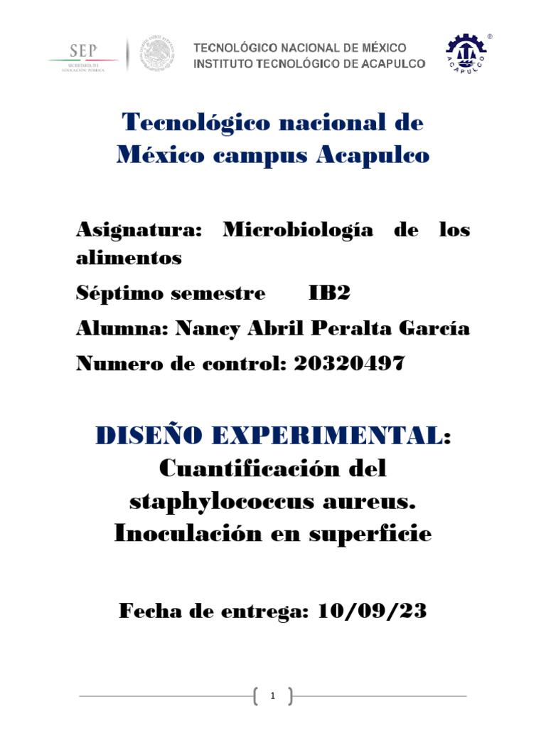 Diseño Experimental 2 - S. Aureus | PDF | Staphylococcus Aureus