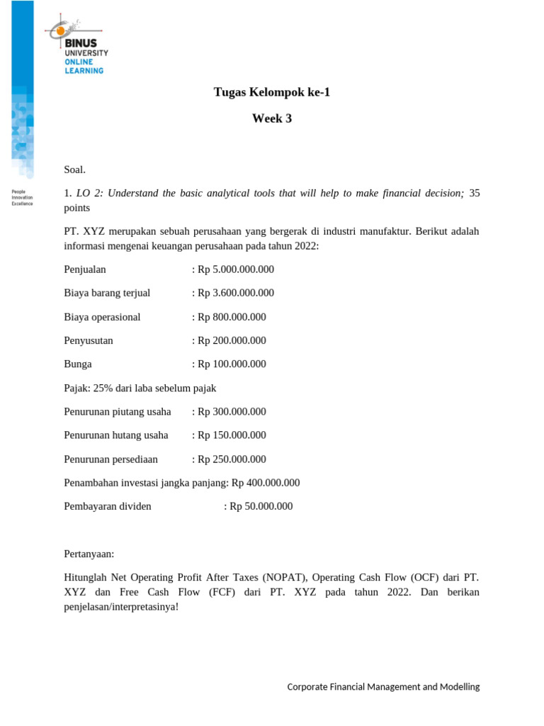 Tugas Kelompok Ke-1 Week 3: LO 2: Understand The Basic Analytical Tools That Will Help To Make ...